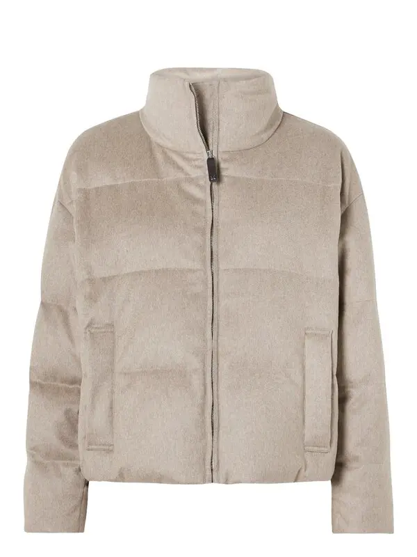 Max Mara Quilted Brushed-cashmere Down Jacket - Neutrals