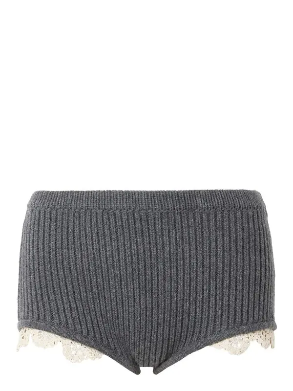 Magda Butrym Crochet-trimmed Knitted Cashmere Shorts - Gray