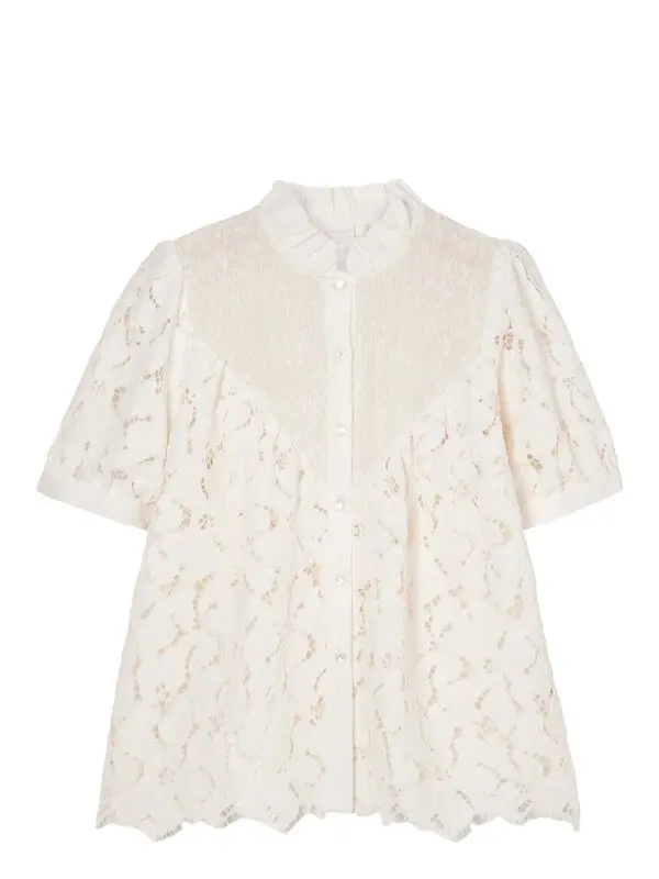 Loretta Caponi Iole Ruffled Blouse - Neutrals