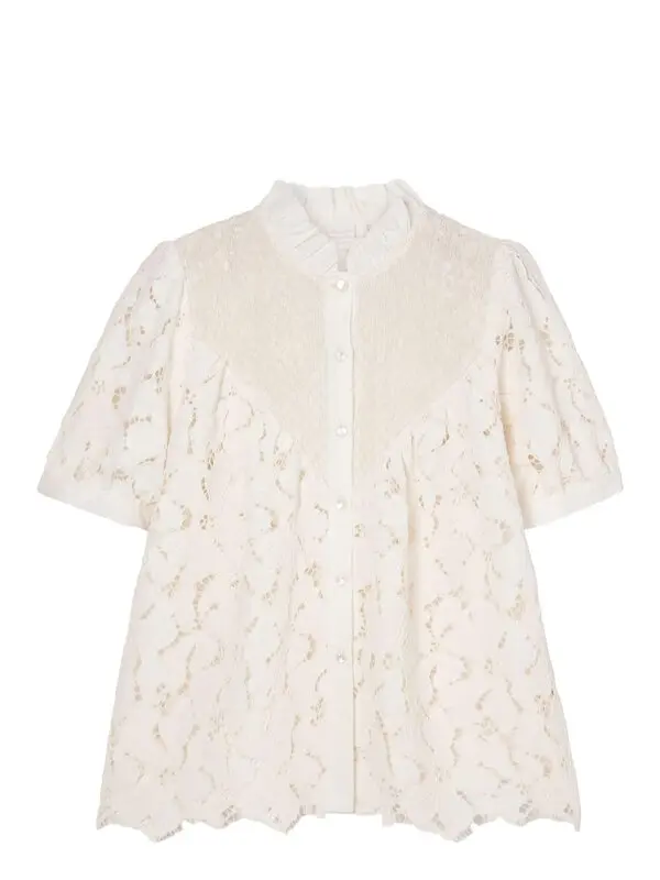 Loretta Caponi Iole Ruffled Blouse - Off-white