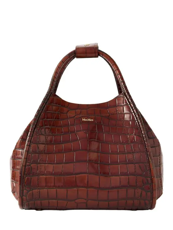 Max Mara Marine Croc-effect Leather Tote - Brown