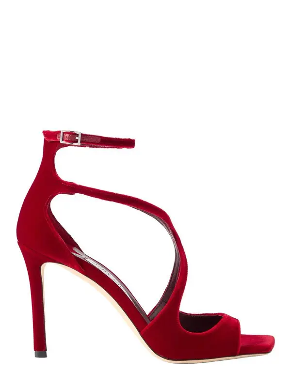 JIMMY CHOO Azia 95 Velvet Sandals - Red