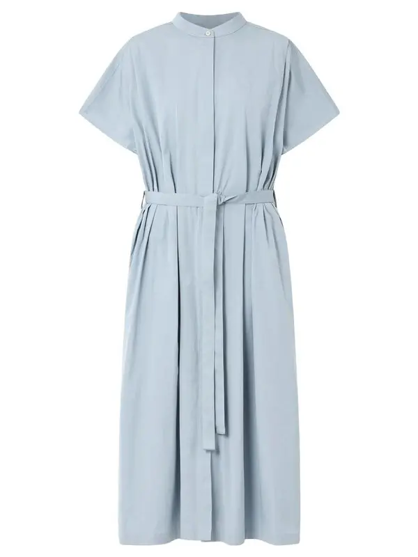 JIL SANDER Belted Cotton-poplin Dress - Blue