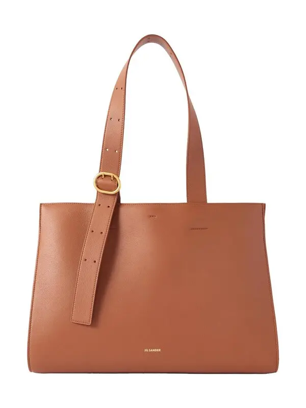 JIL SANDER Cannolo Leather Shoulder Bag - Brown