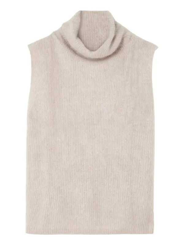 LISA YANG Aisla Ribbed Brushed-cashmere Turtleneck Vest - Neutrals