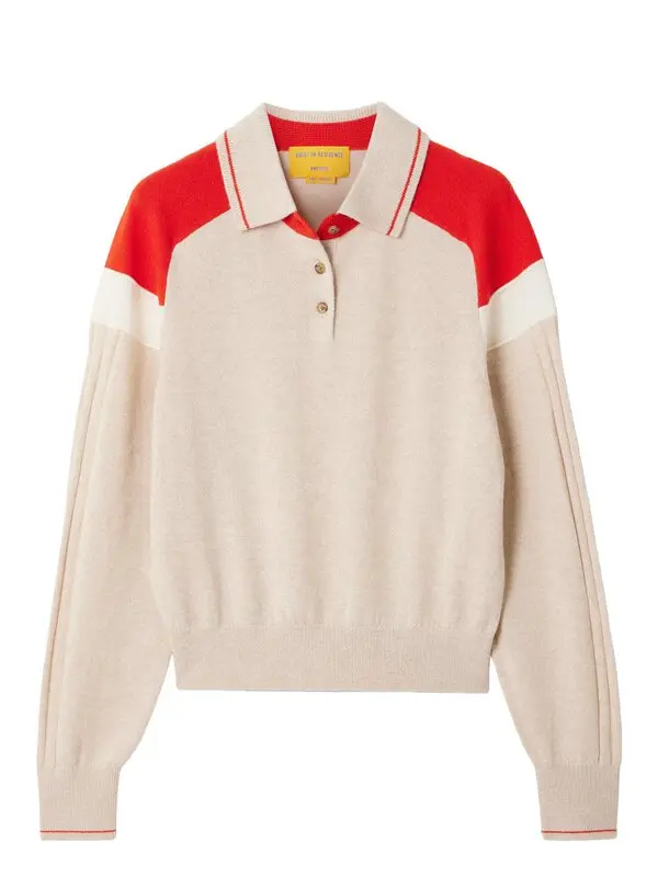 Guest In Residence Alpine Collegiate Color-block Cashmere Polo Sweater - Neutrals