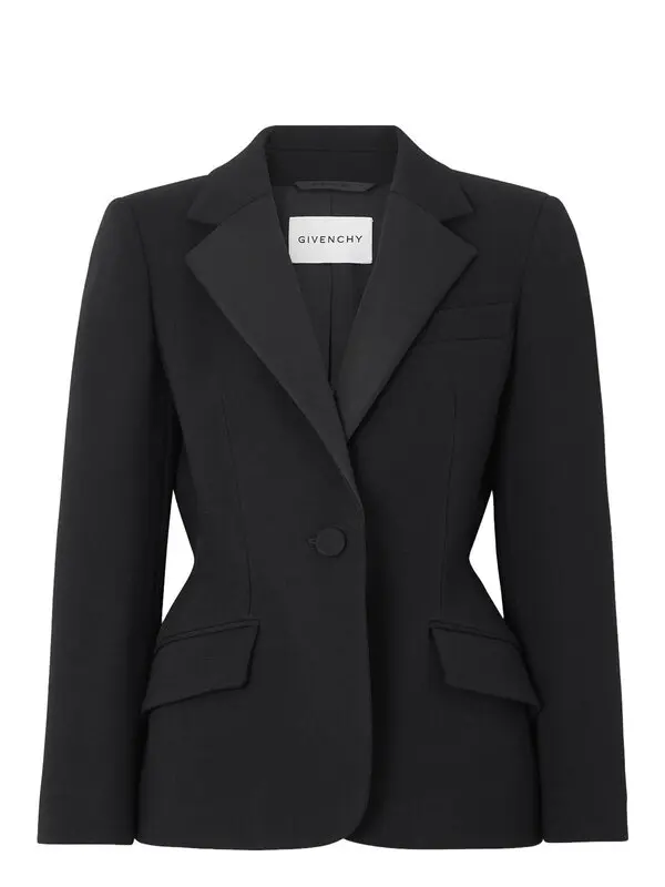 Givenchy Blend Trimmed Wool-blend Blazer - Black