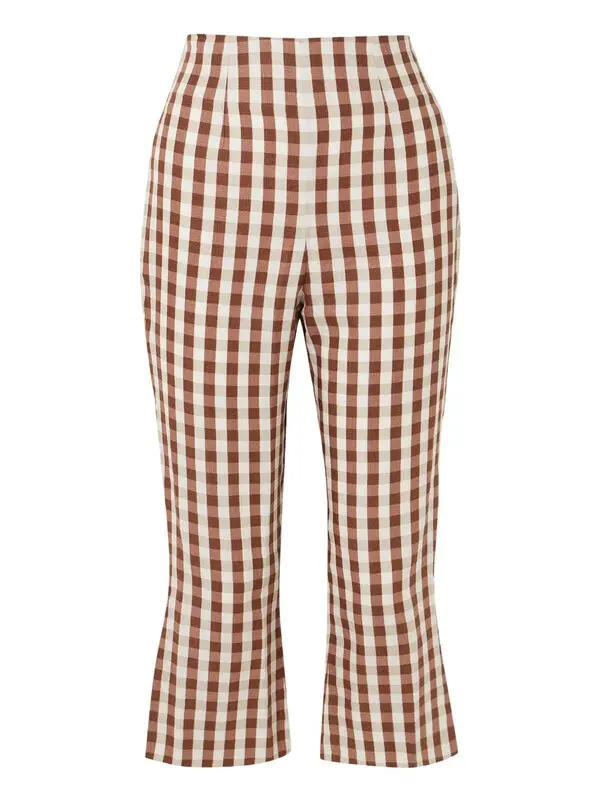 Faithfull The Brand Valeria Gingham Linen Capri Pants - Brown