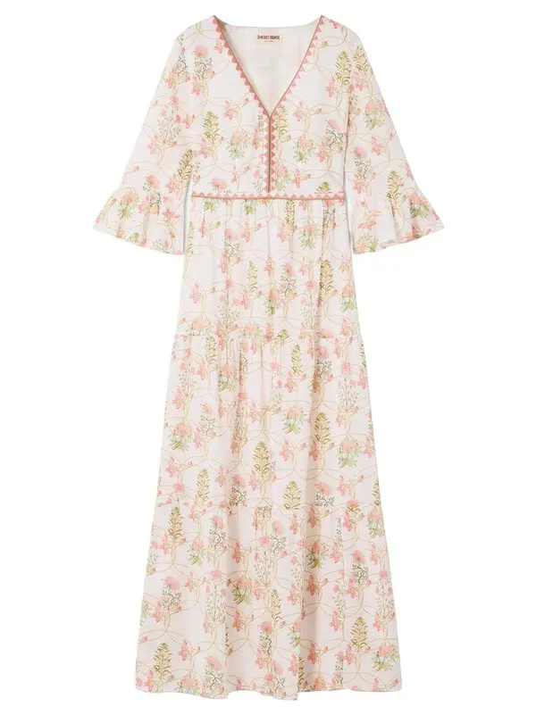 EMPORIO SIRENUSE Bella Floral-print Cotton Midi Dress - Pink