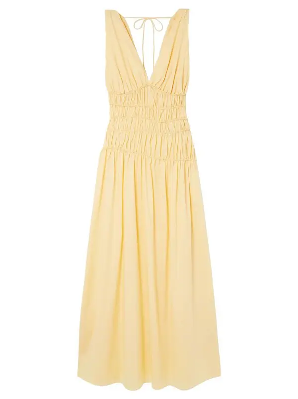 Faithfull The Brand Saja Tie-detailed Ruched Maxi Dress - Yellow