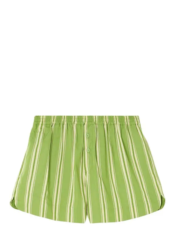 Faithfull The Brand Lonia Striped Cotton-poplin Shorts - Green