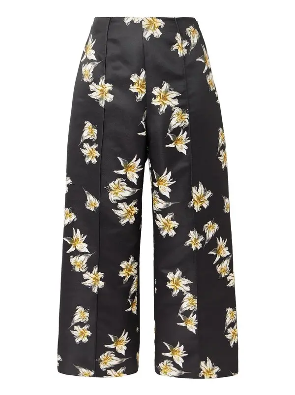EMILIA WICKSTEAD Daffy Floral-print Faille Pants - Black