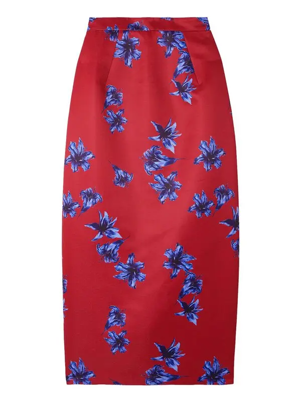 EMILIA WICKSTEAD Lorelei Floral-print Faille Midi Skirt - Red