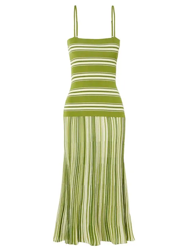 Faithfull The Brand Esenia Striped Maxi Dress - Green