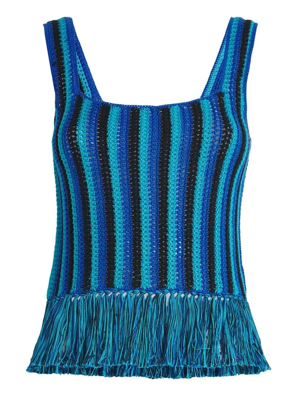 Escvdo Misti Fringe Top - Blue