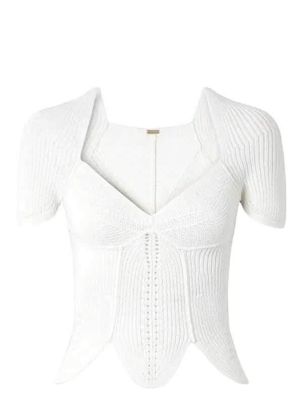 Cult Gaia Eliza Crocheted Top - White