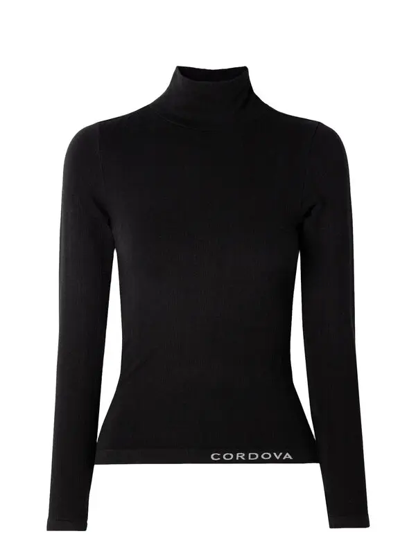 Cordova Sol Ribbed Turtleneck Top - Black