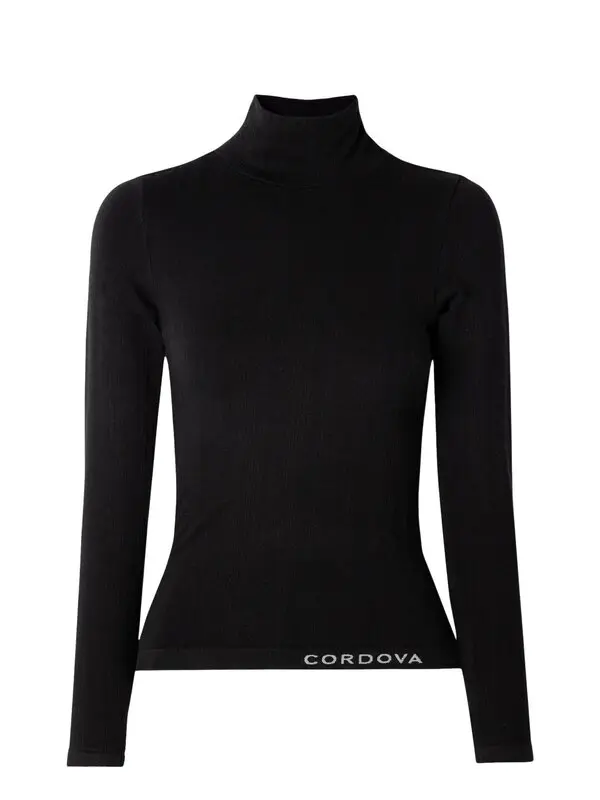 Cordova Sol Ribbed Turtleneck Top - Black
