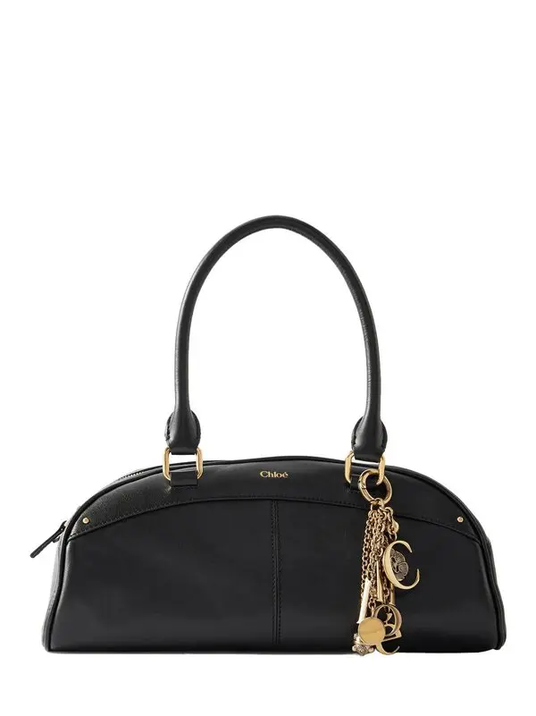 Chloé Bowling Embellished Leather Shoulder Bag - Black