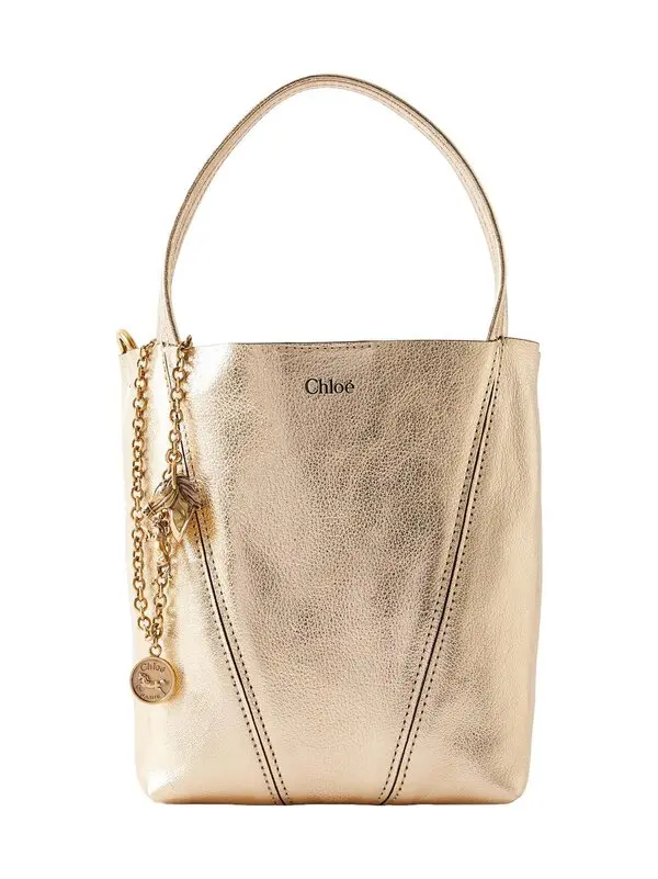 Chloé Spin Small Embellished Textured-leather Tote - Gold