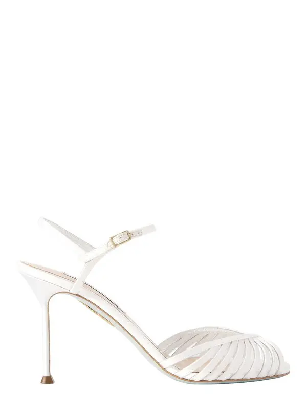 AQUAZZURA Hold Me 85 Satin Sandals - White