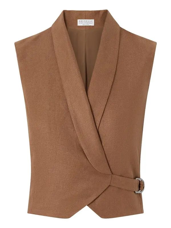 Brunello Cucinelli Linen-twill Wrap Vest - Brown