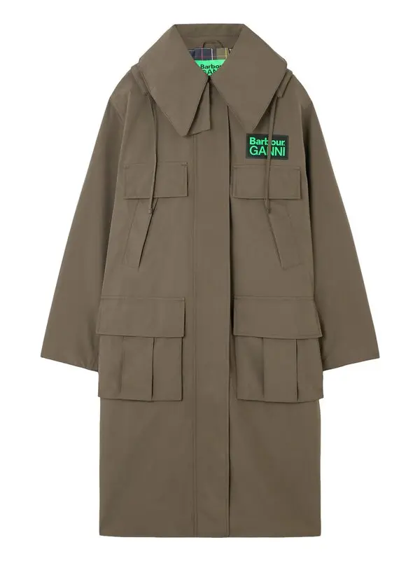 Barbour Ganni Ruffled Hooded Coat - Green