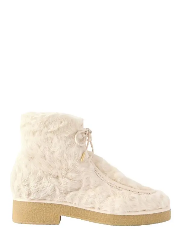 AQUAZZURA Frosty Shearling Ankle Boots - Cream
