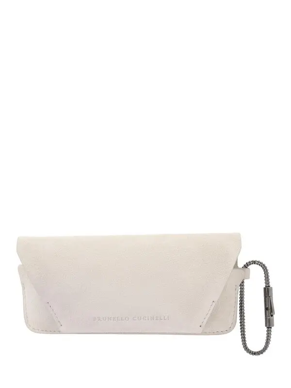 Brunello Cucinelli Suede Glasses Case - Ivory