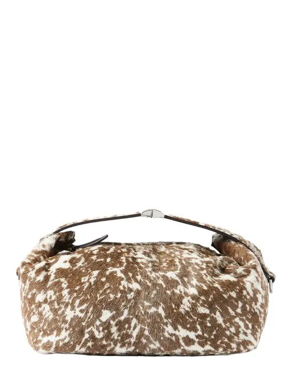 Calvin Klein Andy Printed Calf Hair Clutch - Brown