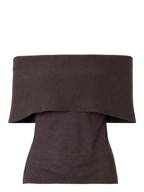Arch4 Monroe Off-the-shoulder Organic Cashmere Top - Brown
