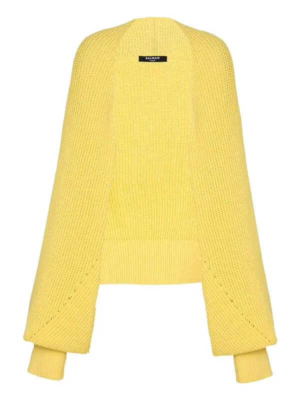 Balmain Ribbed Knit Bolero Cardigan - Yellow