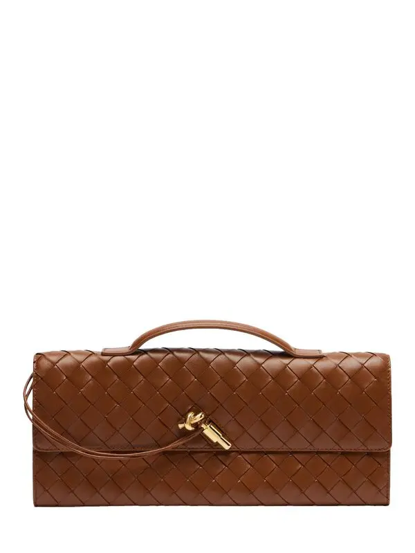 Bottega Veneta Intrecciato Leather Clutch - Brown