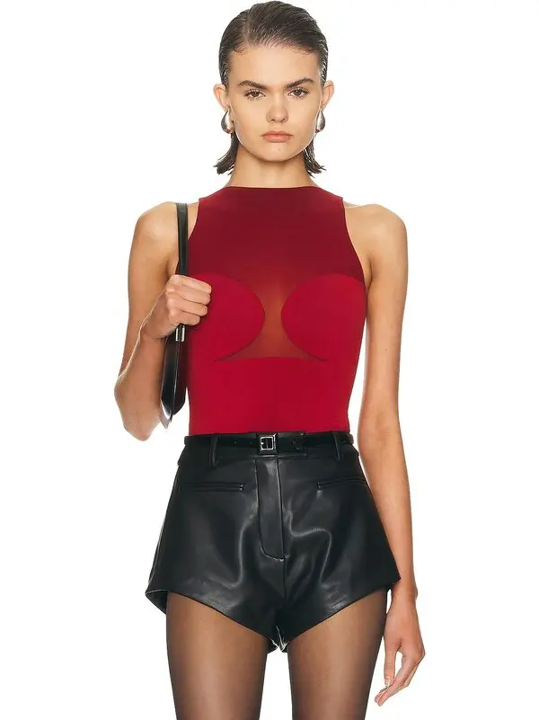 Wolford Bustier String Bodysuit - Crimson