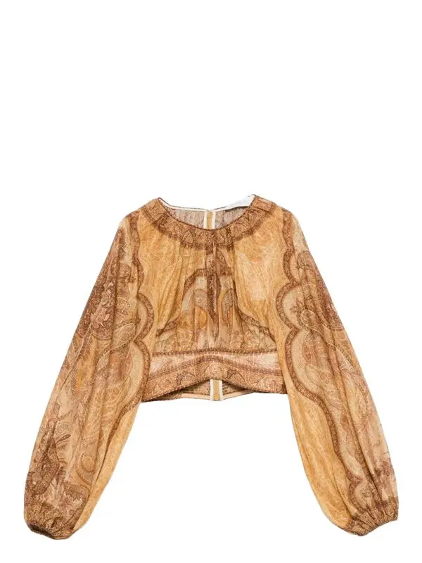 Zimmermann Wanderlust Cotton And Silk Top - Beige