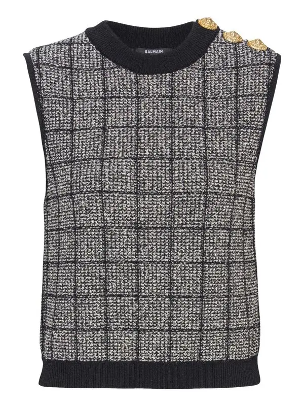 Balmain Tweed Tank Top - Black