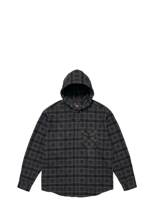 Supreme X Number Ine Hooded Flannel Shirt - Black