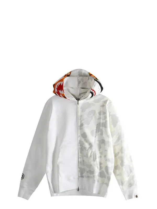 A BATHING APE City Camo Tiger Shark Full Zip Hoodie - White
