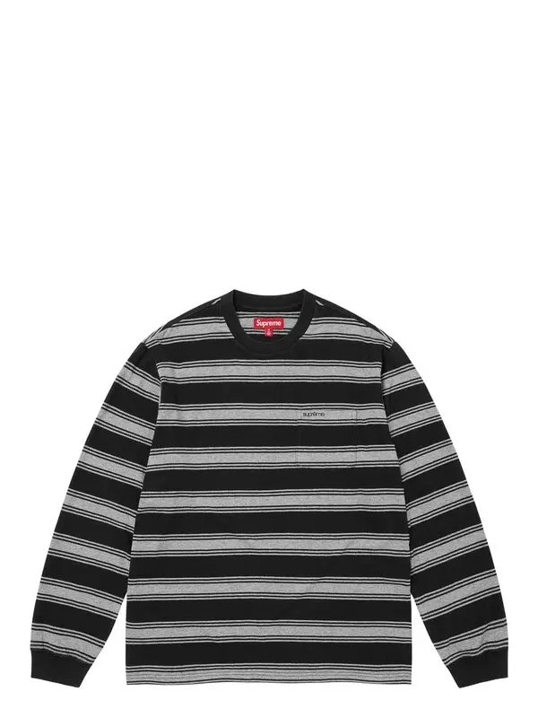 Supreme Stripe Pocket Long-sleeve Top - Black