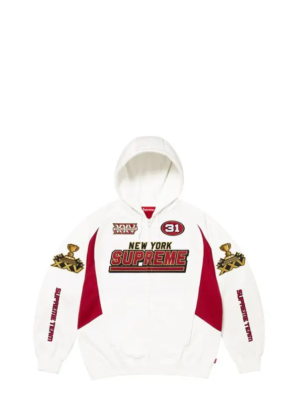 Supreme Football Zip Up Hooded Sweatshirt - White