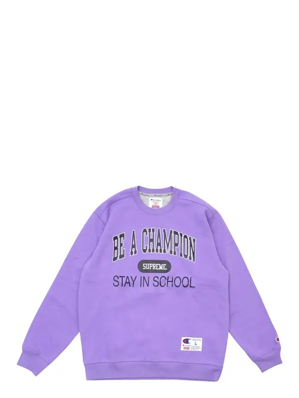 Supreme X Champion Stay In School Crewneck - Purple