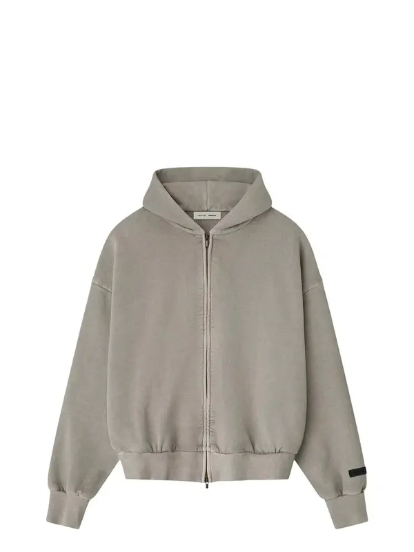 Fear Of God Embroidered Full Zip Hoodie - Grey