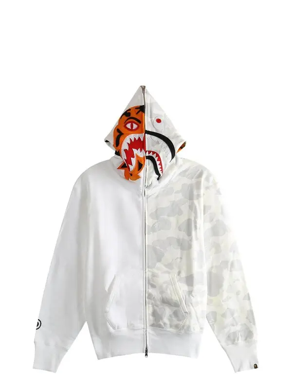 A BATHING APE City Camo Tiger Shark Full Zip Hoodie - White