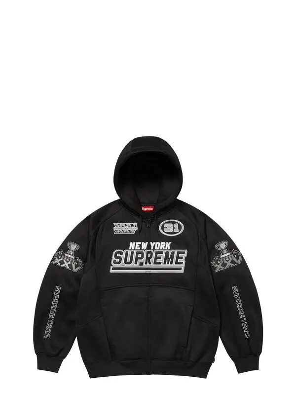 Supreme Football Zip Up Hooded Sweatshirt - Black