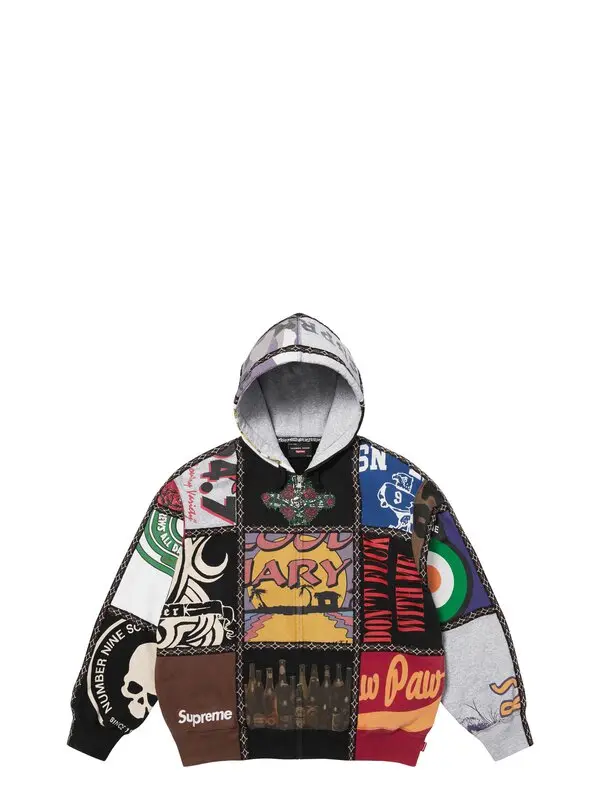 Supreme X Number Ine Patchwork Zip Up Hooded Sweatshirt - Multicolor