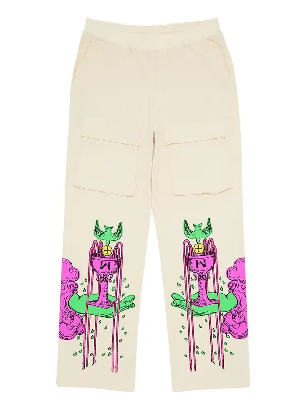 Goat Ace Of Cups Tarot Cargo Pants - Cream