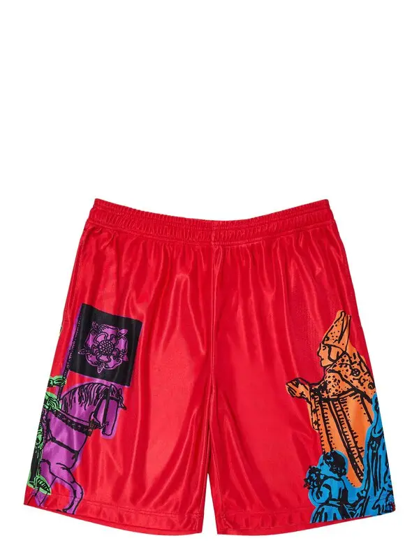 Goat Death Tarot Basketball Shorts - Red