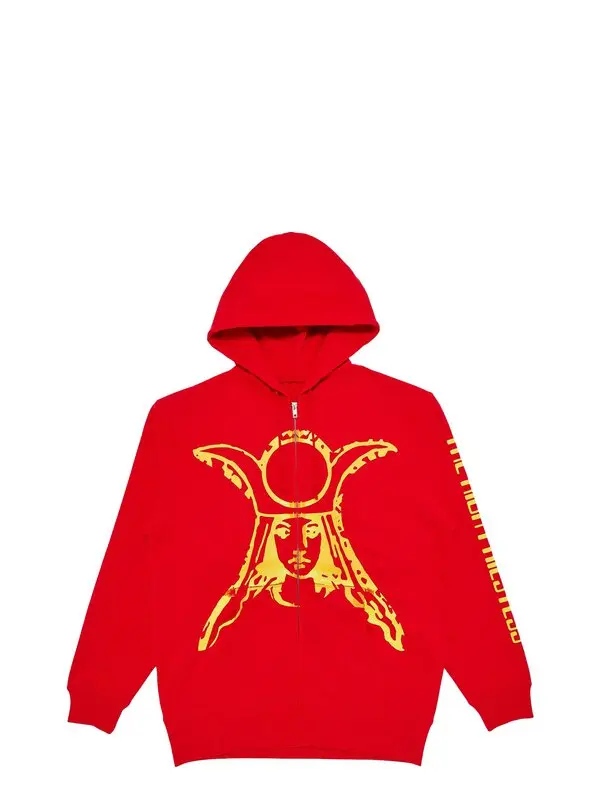 Goat High Priestess Tarot Zip-up Hoodie - Red