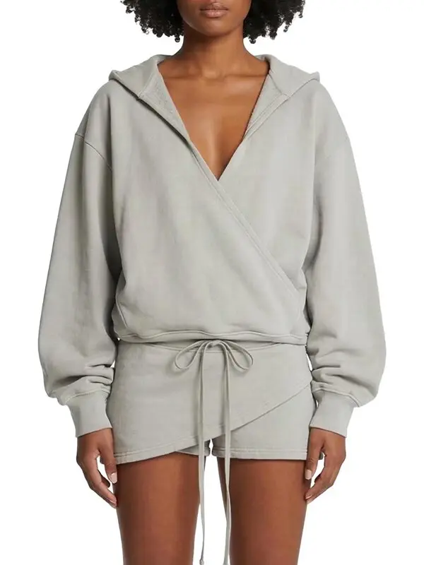 Attico Wrap Dress With Drawstring Detail - Grey