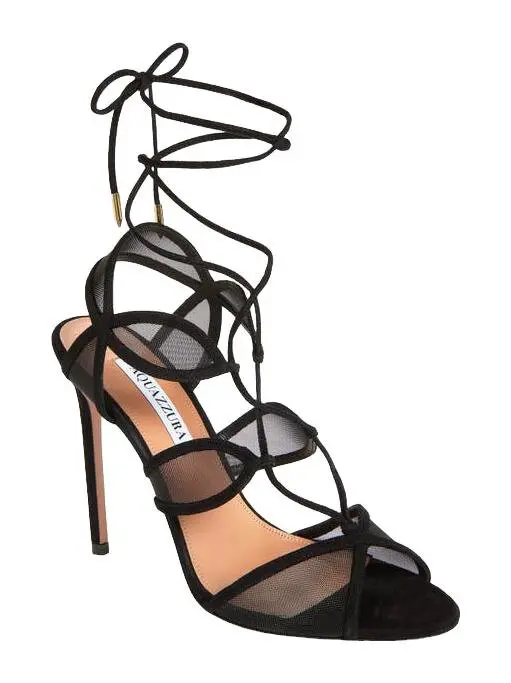 AQUAZZURA Ankle Tie Sandal - Black